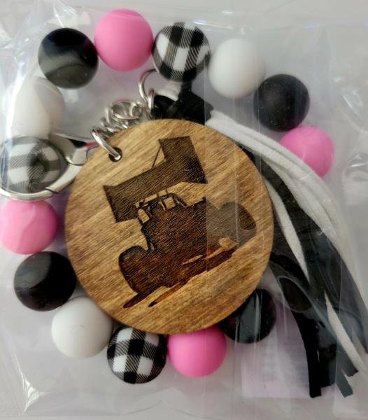 Light Pink Silicone Bead Wristlet with Charm