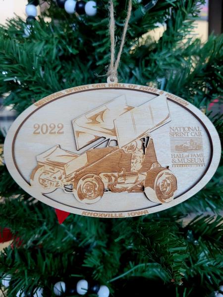 2022 Oval Wooden Christmas Ornament - 2022, Sprint Car, Logo