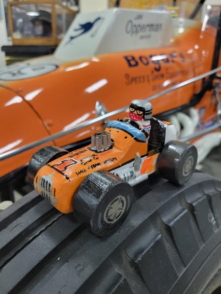 Old Timer Wooden Sprint Car with Driver